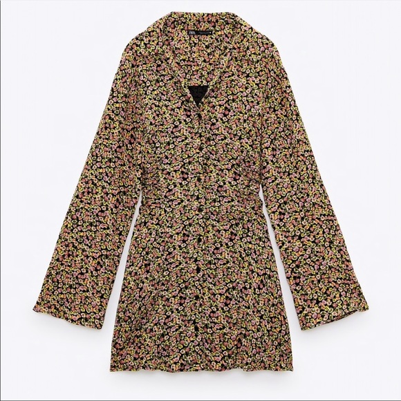 Zara | Dresses | Zara Print Mini Floral Dress Multi Color In Xs | Poshmark